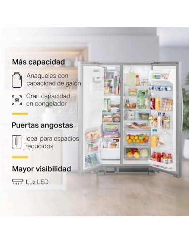 Nevecon Whirlpool 694 Litros Side by Side Xpert Inverter Gris WD5720Z